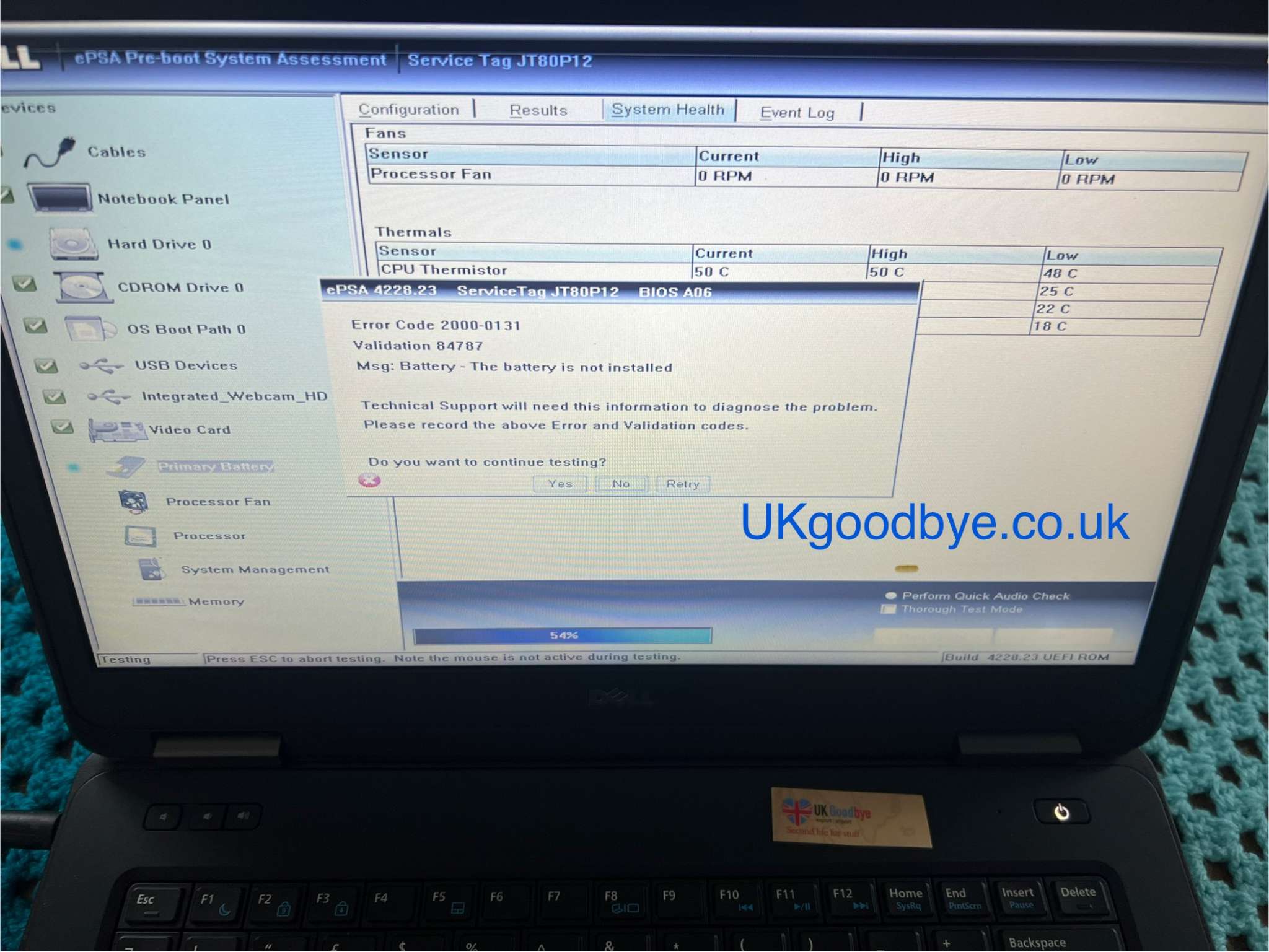 Dell Error Code 2000-0131, Battery - The battery is not installed ...